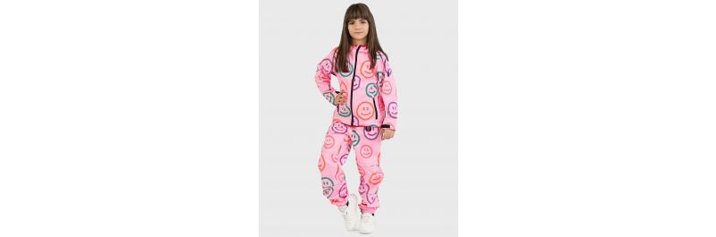 SET - Waterproof Softshell Pants And Hoodie Smiley Flower